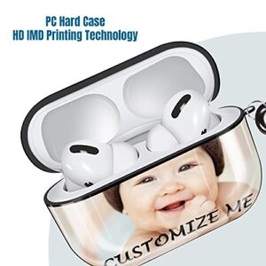 Custom AirPods Pro Case, Design Your AirPods Case with Photo/Text/Name, Top and Bottom Separated Hard PC Shockproof Protective Personalized Keychain Airpods Cover for Men and Women