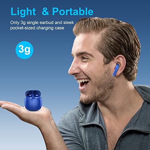 Wireless Earbud, Bluetooth 5.3 Earbud Stereo Bass, Bluetooth Headphones in Ear Noise Cancelling Mic, Earphones I-PX7 Waterproof Sports, 32H Playtime USB C Charging Case Blue Ear Buds for Android iOS