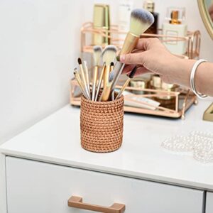 Eiyye Handmade Rattan Pencil Holder, Handmade Makeup Brush Holder, Rattan Pen Cup For Office&Home Desktop Organizer