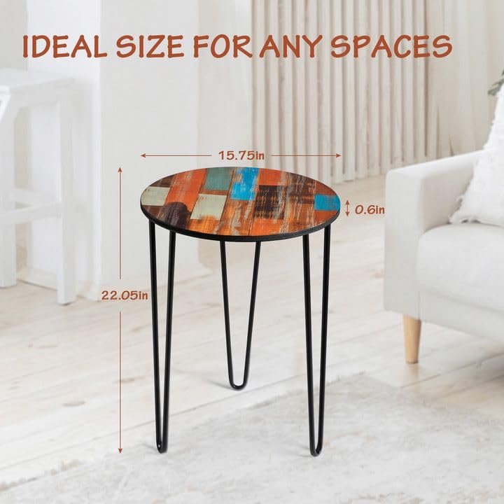 Hadulcet Small Round Side Table, Round End Tables Living Room Set of 2, Accent Table for Small Space, Nightstand Bedside Tables, Patio Table Narrow Side Tables