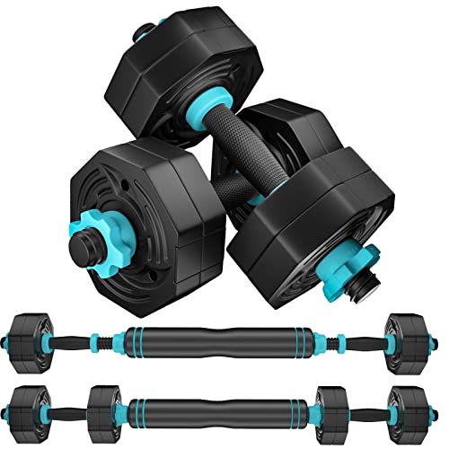 Weights Dumbbells Set,20LB Adjustable ARUNDO Exercise Equipment for Home Gym Workouts,Free Weights Muscle Building Barbell Set for Men/Women