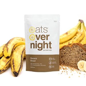 Oats Overnight - Banana Bread - Vegan, 20g Protein, High Fiber Breakfast Shake - Gluten Free, Non GMO Oatmeal (2.6 oz per meal) (8 Pack)