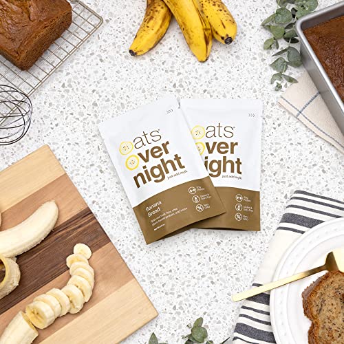 Oats Overnight - Banana Bread - Vegan, 20g Protein, High Fiber Breakfast Shake - Gluten Free, Non GMO Oatmeal (2.6 oz per meal) (8 Pack)