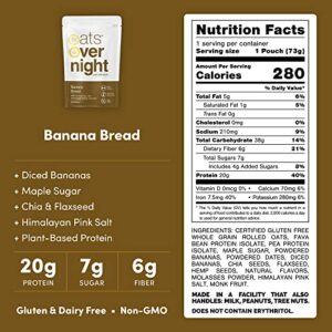 Oats Overnight - Banana Bread - Vegan, 20g Protein, High Fiber Breakfast Shake - Gluten Free, Non GMO Oatmeal (2.6 oz per meal) (8 Pack)