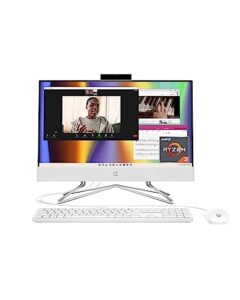 hp all-in-one pc desk computer, 21.5" full hd micro-edge display, amd ryzen 3 processor, amd radeon graphics, 8 gb sdram, 256 gb ssd, windows11 home os, mu-mimo, bluetooth, and wi-fi (22-dd0032, 2022)