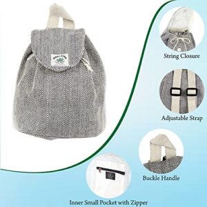 Hemp small bag for women Girls Light Weight Eco Friendly Small cute backpack Bag for everyday lives (Gray)