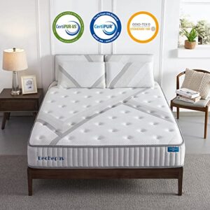 Lechepussleep King Size Mattress, Lechepus 10 Inch Medium Firm Hybrid Mattress, Pocket Innersprings for Motion Isolation, Breathable Tight Top Mattress in Box, CertiPur-US (LT-1901-1150)