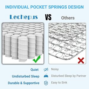 Lechepussleep King Size Mattress, Lechepus 10 Inch Medium Firm Hybrid Mattress, Pocket Innersprings for Motion Isolation, Breathable Tight Top Mattress in Box, CertiPur-US (LT-1901-1150)