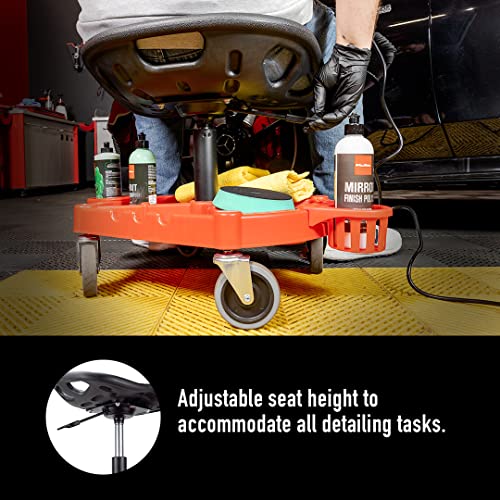 Maxshine Detailing Stool – Heavy Duty Car Detailing Chair, Adjustable Height, Multifunctional Holders, Ergonomic Seat, Maximizing Your Mobility and Convenience for Storing Car Cleaners and Tools