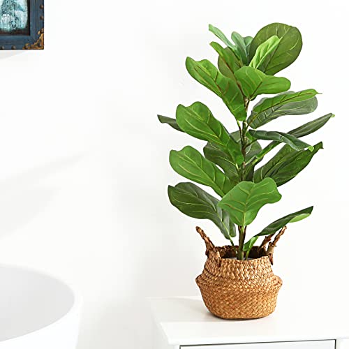 MOSADE Artificial Fiddle Leaf Fig Tree 30" Fake Potted Ficus Lyrata Plant with Handmade Seagrass Basket, Perfect Faux Plants Home Décor for Indoor Outdoor Office Porch Balcony Bedroom Bathroom Gift