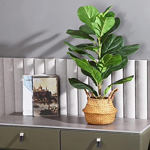 MOSADE Artificial Fiddle Leaf Fig Tree 30" Fake Potted Ficus Lyrata Plant with Handmade Seagrass Basket, Perfect Faux Plants Home Décor for Indoor Outdoor Office Porch Balcony Bedroom Bathroom Gift