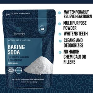 Baking Soda Bulk 2lbs, Food Grade baking soda for baking, cleaning, deodorizing and household usage, Baking soda for pool cleansing, Gluten Free, No Fillers, made in the USA