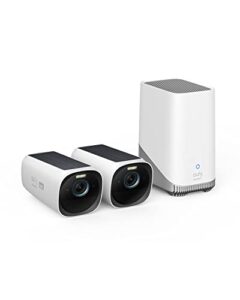 eufy security eufycam s330 (eufycam 3) 2-cam kit, security camera outdoor wireless, 4k camera with solar panel, forever power, face recognition ai, expandable local storage up to 16tb, no monthly fee