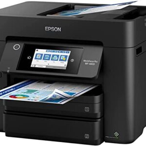 Epson Workforce Pro All-in-One WF-4833 Color Inkjet Printer, 4.3" Color Touchscreen Display, Wireless Connectivity, Automatic Duplex Printing, 4800x2400 dpi, Mobile Cloud Printing, Black, HDMI Cable