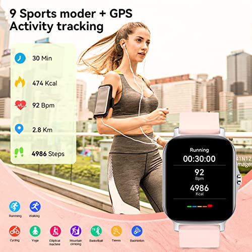 Smart Watches for Women (Answer/Make Call),IP68 Waterproof Smartwatch with Call and Text 1.7" Fitness Tracker for Android iOS Phones Health Watch with Sleep Tracker Sports Watch with Step Counter GPS