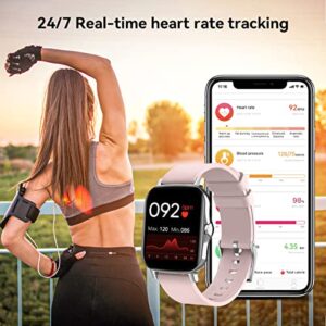 Smart Watches for Women (Answer/Make Call),IP68 Waterproof Smartwatch with Call and Text 1.7" Fitness Tracker for Android iOS Phones Health Watch with Sleep Tracker Sports Watch with Step Counter GPS