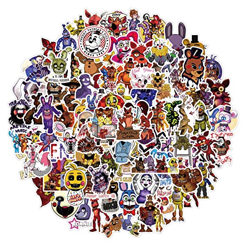 Five Nights at Freddy's Stickers 100PCS Vinyl Waterproof Stickers for Laptop Water Bottles Skateboard Computer Phone Bumper Car,FNAF Terror Game Stickers for Teens Kids Adults