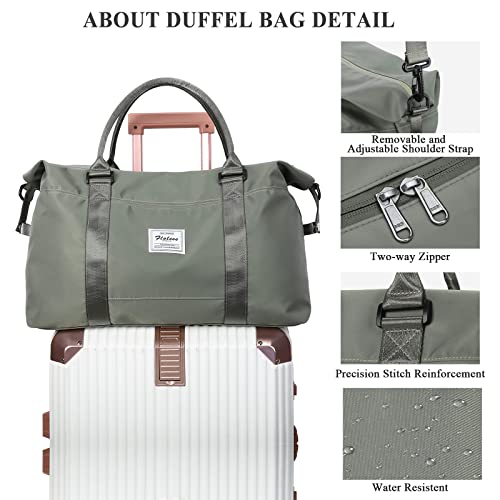 Travel Duffel Bag for Women, Overnight Weekender Bag with Wet Pocket & Trolley Sleeve, Carry On Tote for Sports Gym ,Green