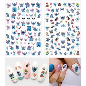 6 Sheets Cartoon Nail Art Stickers Cute Nail Decals for Women Girls Kids Self Adhesive Design Anime Nail Stickers Decals Cartoon Anime Nail Charm for Acrylic Nails Decoration DIY Manicure Tips