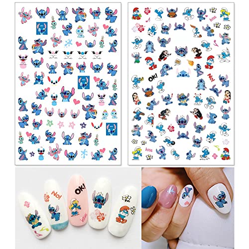 6 Sheets Cartoon Nail Art Stickers Cute Nail Decals for Women Girls Kids Self Adhesive Design Anime Nail Stickers Decals Cartoon Anime Nail Charm for Acrylic Nails Decoration DIY Manicure Tips