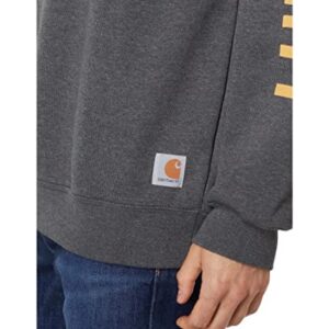 Carhartt Men's Loose Fit Midweight Crewneck Logo Sleeve Graphic Sweatshirt, Carbon Heather, X-Large