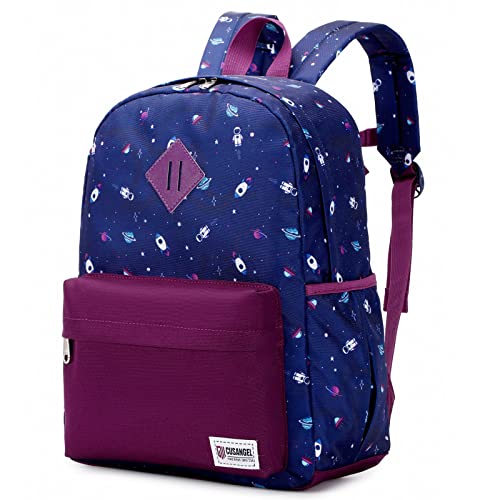 Cusangel Kids Backpack, Durable Cute Multi Compartment Toddler Preschool Elenemtary Primary Backpack for Boys and Girls(Purple Blue)