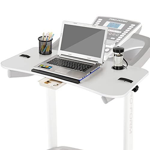 Natheeph Treadmill Desk Attachment, Upgrade Treadmill Desk Workstation with Non-Slip Mat, Universal Treadmill Laptop Holder with Drawer for Notebook/Laptop (White)