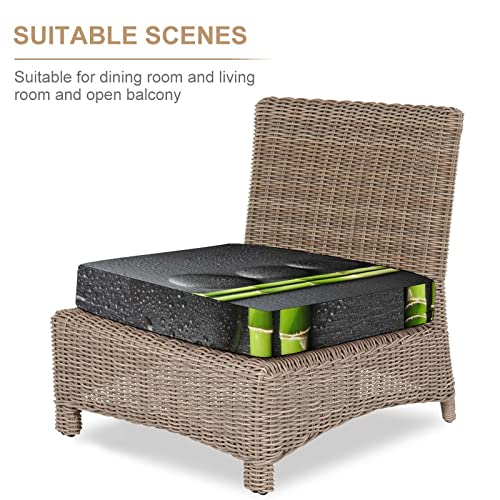 Oyihfvs Black Zen Basalt Stones with Dew Green Bamboo on Dark Outdoor Waterproof Sofa Cover, Non-Slip Oxford Cloth Chair Seat Couch Cushion Protector Furniture Slipcover 20x18x4 inches