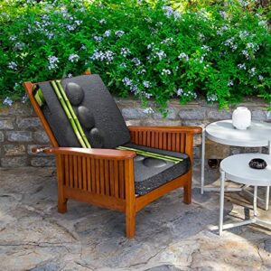 Oyihfvs Black Zen Basalt Stones with Dew Green Bamboo on Dark Outdoor Waterproof Sofa Cover, Non-Slip Oxford Cloth Chair Seat Couch Cushion Protector Furniture Slipcover 20x18x4 inches