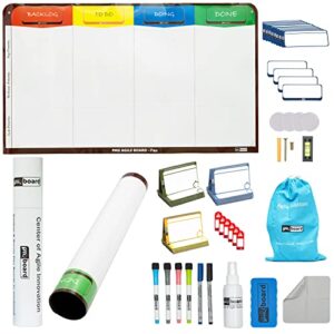 pmxboard magnetic kanban board and magnetic scrum board flexible 4 column board full kit, agile management board set, 64 magnetic kanban cards and scrum cards set, scrum whiteboard and card markers