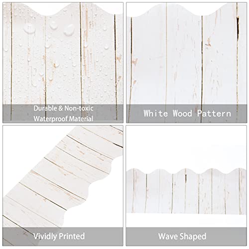 99 Feet White Wood Bulletin Board Border 3 Roll Rustic Wood Scalloped Borders Trim Decorative Classroom Bulletin Board Rolled Trim Back to School Decoration for Fall Classroom School Office Decoration