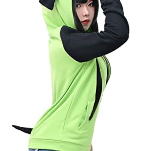 C-ZOFEK ZIM Cosplay Hoodie Mens Womens Green Coat with Ears for Halloween and St. Patrick's Day Costume