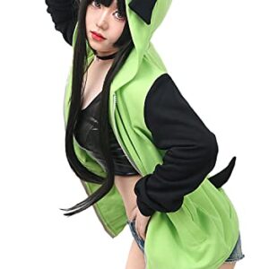 C-ZOFEK ZIM Cosplay Hoodie Mens Womens Green Coat with Ears for Halloween and St. Patrick's Day Costume