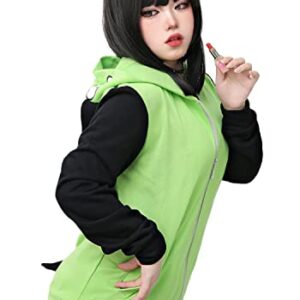 C-ZOFEK ZIM Cosplay Hoodie Mens Womens Green Coat with Ears for Halloween and St. Patrick's Day Costume