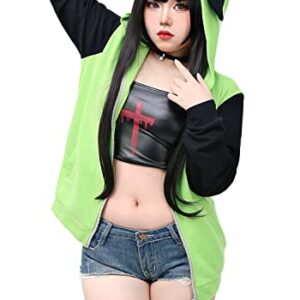 C-ZOFEK ZIM Cosplay Hoodie Mens Womens Green Coat with Ears for Halloween and St. Patrick's Day Costume