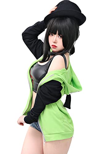 C-ZOFEK ZIM Cosplay Hoodie Mens Womens Green Coat with Ears for Halloween and St. Patrick's Day Costume