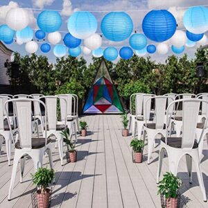 Paper Lanterns Decorative, Party Supplies for Wedding Graduation Anniversary Birthday Party Decorations Blue/White 15pcs