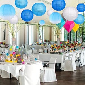 Paper Lanterns Decorative, Party Supplies for Wedding Graduation Anniversary Birthday Party Decorations Blue/White 15pcs