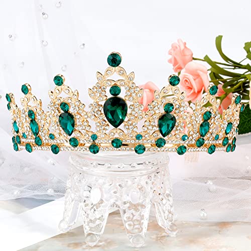 SuPoo Birthday Crowns Birthday Sash and Crown Kit Green Birthday Tiara Rhinestones Crown with Comb Glitter Birthday Girls Sash Crystal Headband Happy Birthday Decorations Gifts for Women