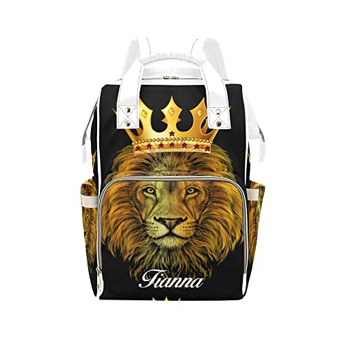 XOZOTY Golden Hat Lion King Diaper Bags with Name Waterproof Mummy Backpack Nappy Nursing Baby Bags Gifts Tote Bag for Women