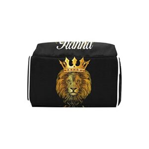 XOZOTY Golden Hat Lion King Diaper Bags with Name Waterproof Mummy Backpack Nappy Nursing Baby Bags Gifts Tote Bag for Women