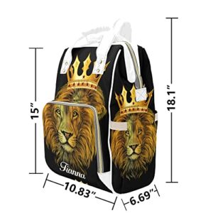 XOZOTY Golden Hat Lion King Diaper Bags with Name Waterproof Mummy Backpack Nappy Nursing Baby Bags Gifts Tote Bag for Women