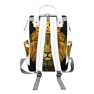 XOZOTY Golden Hat Lion King Diaper Bags with Name Waterproof Mummy Backpack Nappy Nursing Baby Bags Gifts Tote Bag for Women