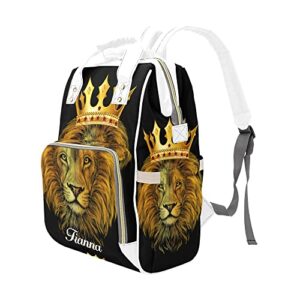 XOZOTY Golden Hat Lion King Diaper Bags with Name Waterproof Mummy Backpack Nappy Nursing Baby Bags Gifts Tote Bag for Women