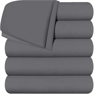 utopia bedding flat sheets - pack of 6 - soft brushed microfiber fabric - shrinkage & fade resistant top sheets - easy care (twin xl, grey)