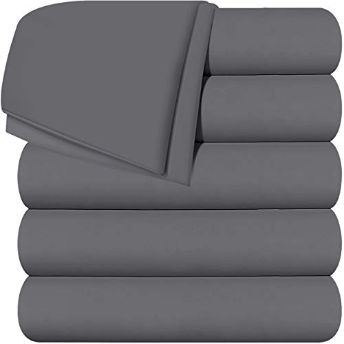 Utopia Bedding Flat Sheets - Pack of 6 - Soft Brushed Microfiber Fabric - Shrinkage & Fade Resistant Top Sheets - Easy Care (Twin XL, Grey)