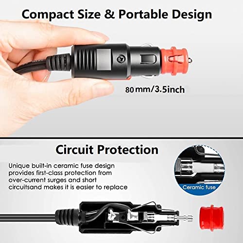 MJPOWER 12V/24V Car Refrigerator Cigarette Lighter Plug Compatible Dometic ARB F40C4TMP AstroAI JOYTUTUS Alpicool ICECO Setpower Rockpals Aspenora Car Fridge Freezer Cooler Power Cord