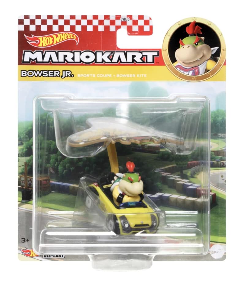 Hot Wheels Mariokart Bowser Jr. Sports Coupe + Bowser Kite