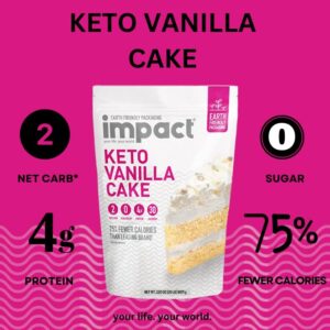 Impact Keto Vanilla Cake Mix – Sugar Free Keto Diet Friendly Baking Mix – 2 Net Carb, Non-GMO, Easy to Bake Keto Dessert & Healthy Delicious, Moist and Fluffy Cake – 10.6oz Pouch