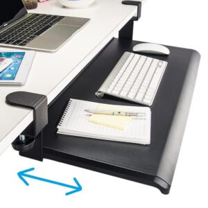 max smart clamp on keyboard tray under desk, pull out keyboard tray, 20inch, easy assembly, slide-out platform computer drawer for typing